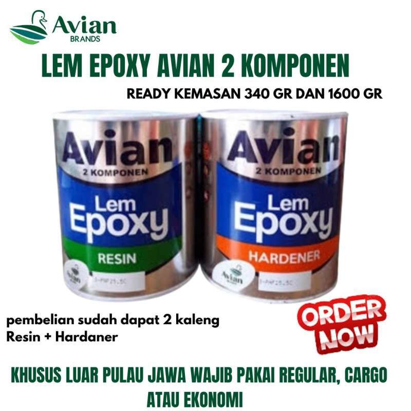 Jual Lem Epoxy Super Avian 2 Komponen Resin + Hardener Epoxy 340 Gram ...