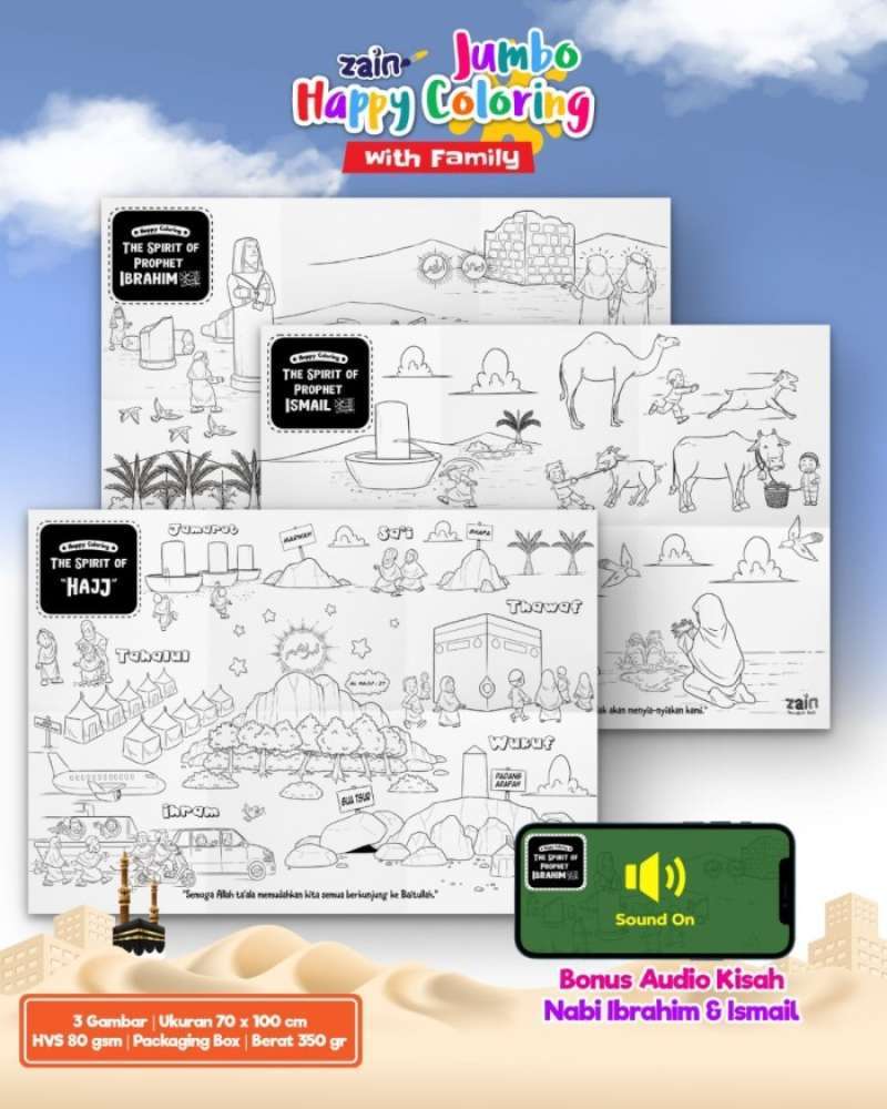 Promo Jumbo Coloring: Hajj, Ibrahim, Ismail Mewarnai Ukuran Jumbo A0 ...