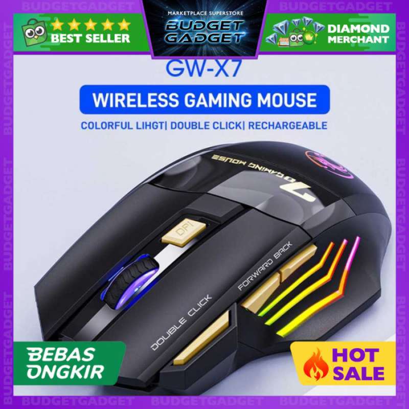 Jual iMice Wireless Gaming Mouse Ergonomic RGB Rechargeable 3200 DPI GW ...