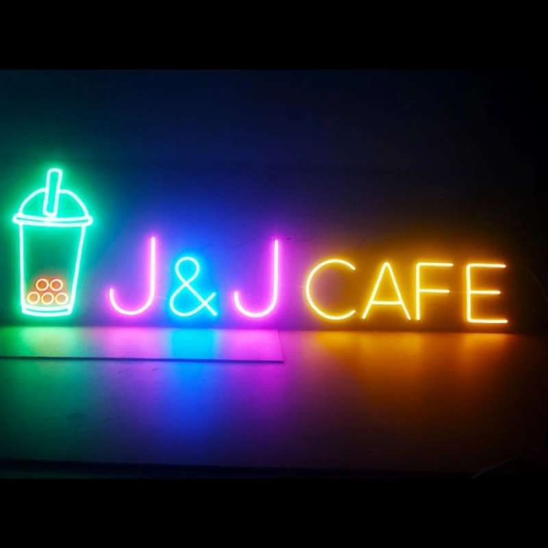 Promo Lampu LED Neon Text tulisan J&J CAFE dan Logo pesanan kak Alip ...