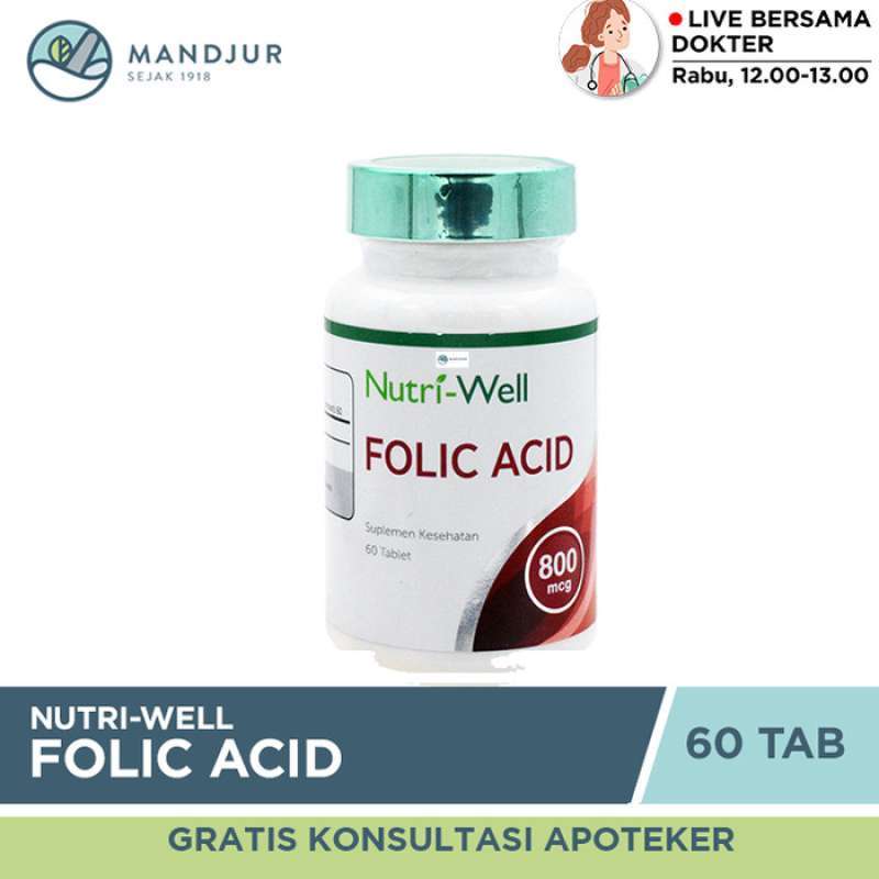 Jual nutriwell folic acid 60 tablet - vitamin asam folat 800mcg di ...