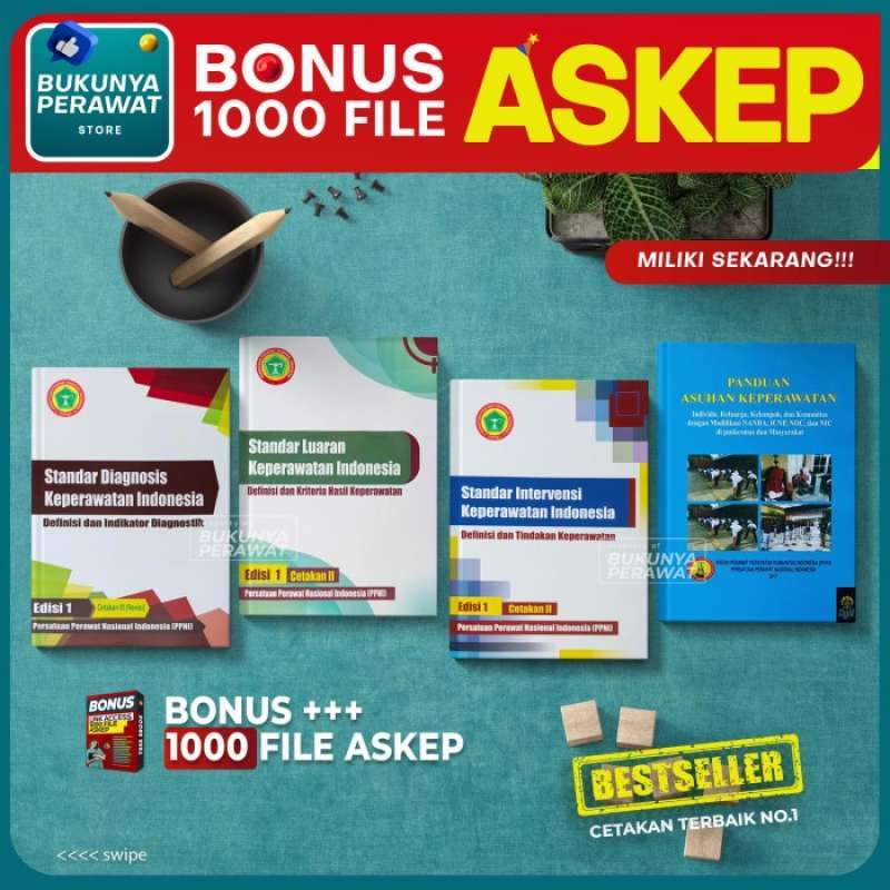 Promo Paket 4 Buku Askep 3S Sdki Siki Slki Dan Panduan Asuhan Keperawatan Diskon 29% di Seller ...