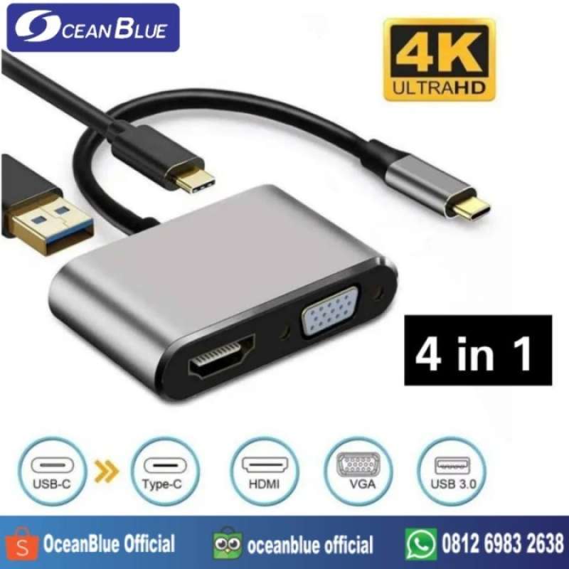 Promo USB HUB Port 8 in 1 Converter Type C To HDTV SD TF4K HDMI RJ45 ...
