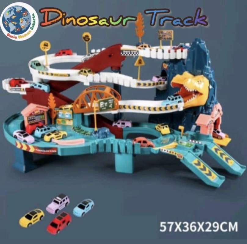 Jual Mainan Dinosaurus Track Parking Lot Mobil Winding Road Rail Car di ...
