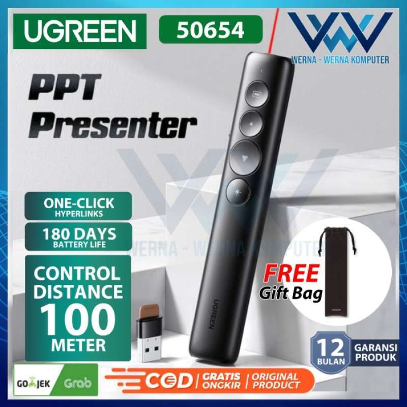 Promo UGREEN Laser Pointer Remote Control Presenter Wireless 2.4 Ghz ...
