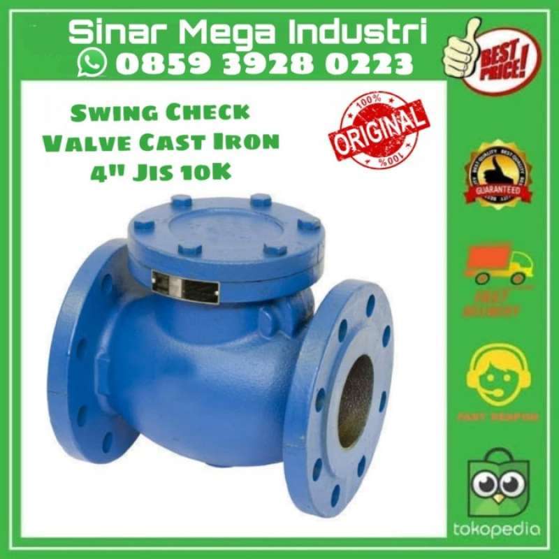 Promo Swing Check Valve Cast Iron JIS 10K 4 Inch ( DN 100 ) Diskon 23% ...