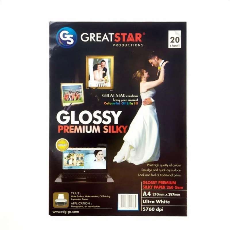 Jual Kertas Foto Great Star Glossy Premium Silky A4 260gsm 20 Lembar di Seller Merauke Online ...