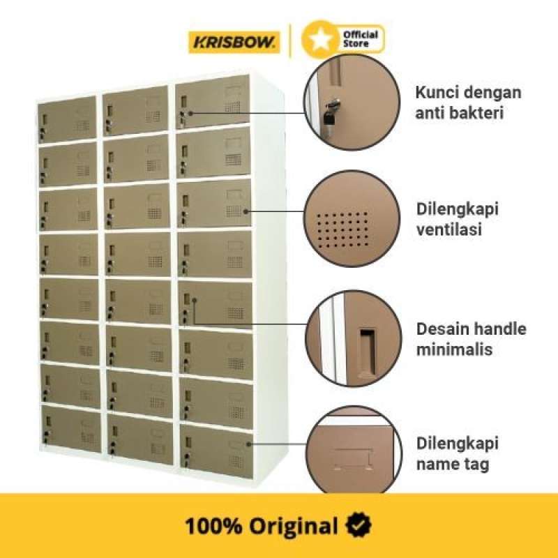 Promo Krisbow Loker 24 Pintu Multi Coloumn Locker - Cokelat Diskon 15% ...
