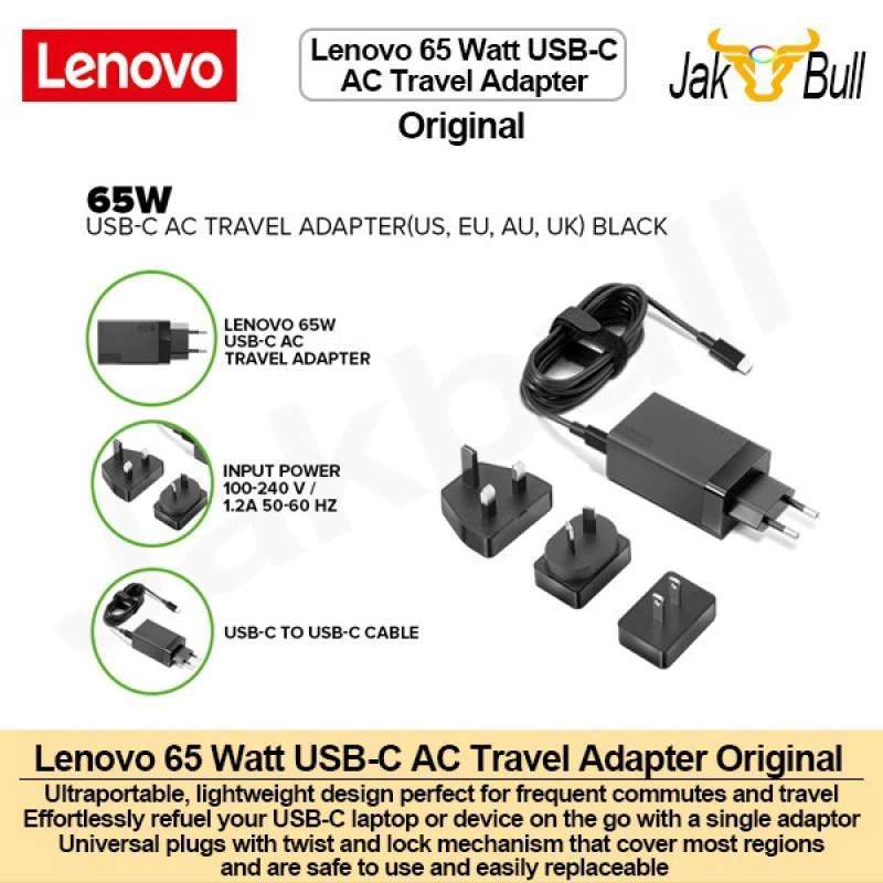 Jual Lenovo 65 Watt USB-C AC Travel Adapter Original di Seller Indah ...