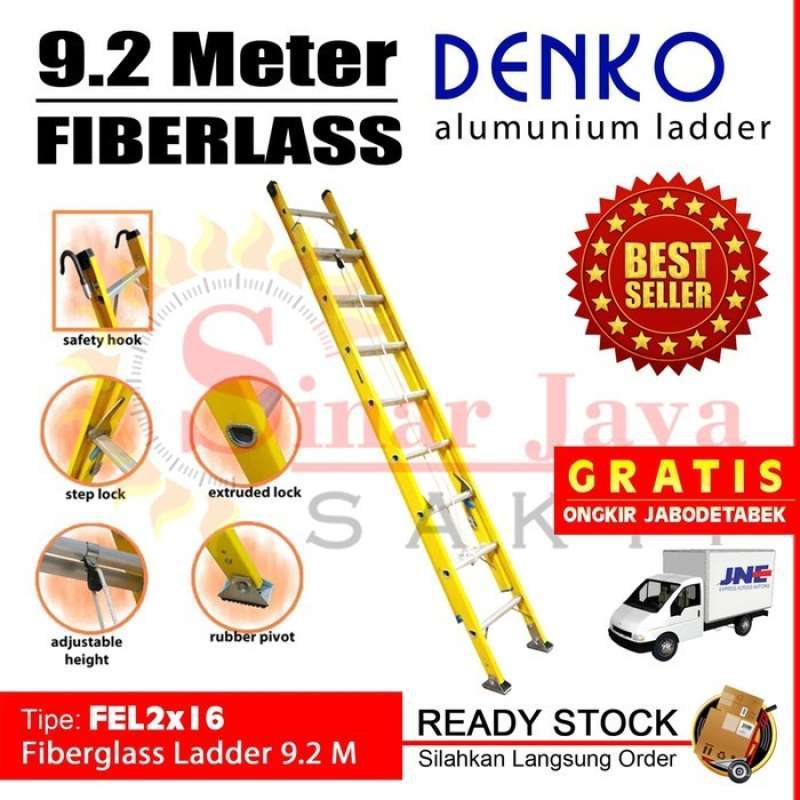 Promo Tangga Fiberglass 9.2 Meter Alumunium Extension Denko 9,2 M ...