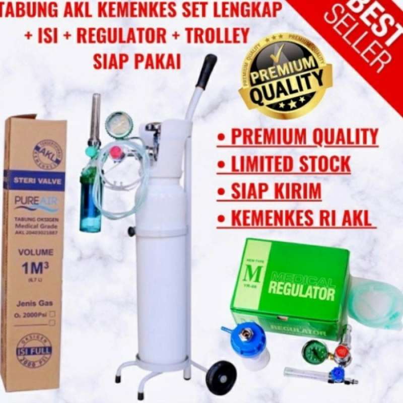 Jual Tabung Oksigen Pure Air Lengkap Fullset+Regulator+Trolley Tabung di Seller Gadget Gaming ...