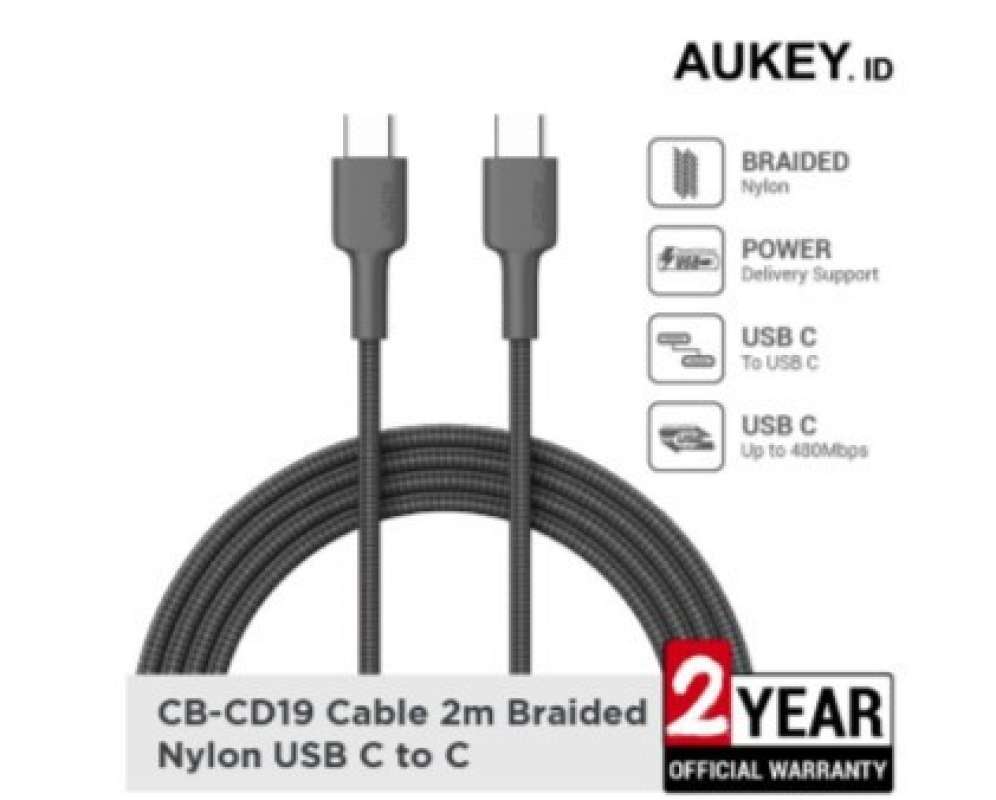 Promo Aukey Kabel Data Type C To Type C 2M Fast Charging Pd 60W Cb-Cd19 ...