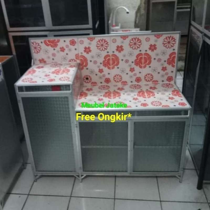 Jual Meja Dapur Meja Kompor 3 Pintu + Rak Piring Model L Keramik ...