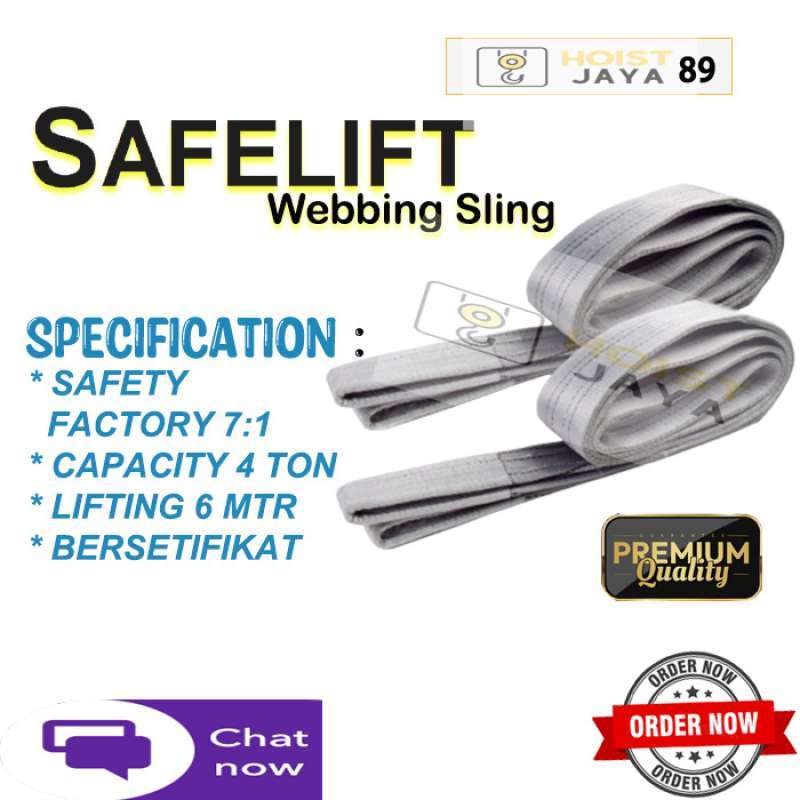 Promo Webbing Sling Belt / Tali Angkat 4 Ton x 6 Meter SAFELIFT Double ...