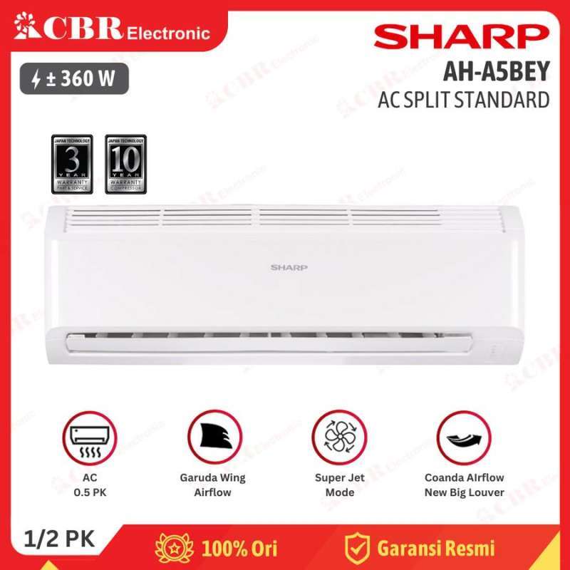 Jual AC Split SHARP Standard 0.5PK AH-A5BEY (Garuda Wing Airflow) R-32 ...