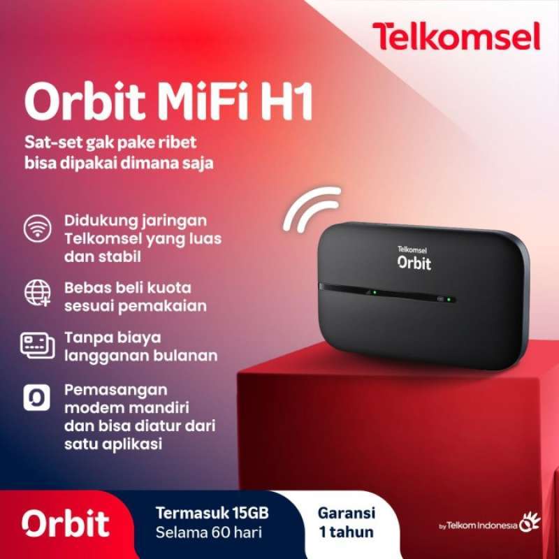 Jual Modem Wifi Telkomsel Orbit Mifi H1 Portable 4g Free Data 15gb 2 ...