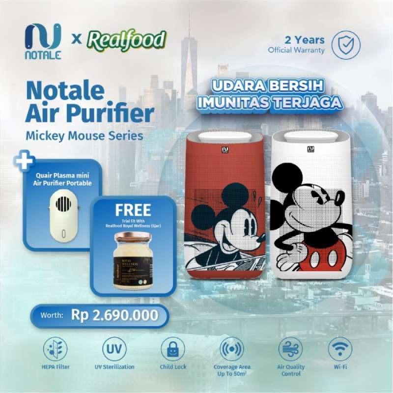 Promo Notale Air Purifier Disney Mickey Edition With Hepa H13 Uv ...