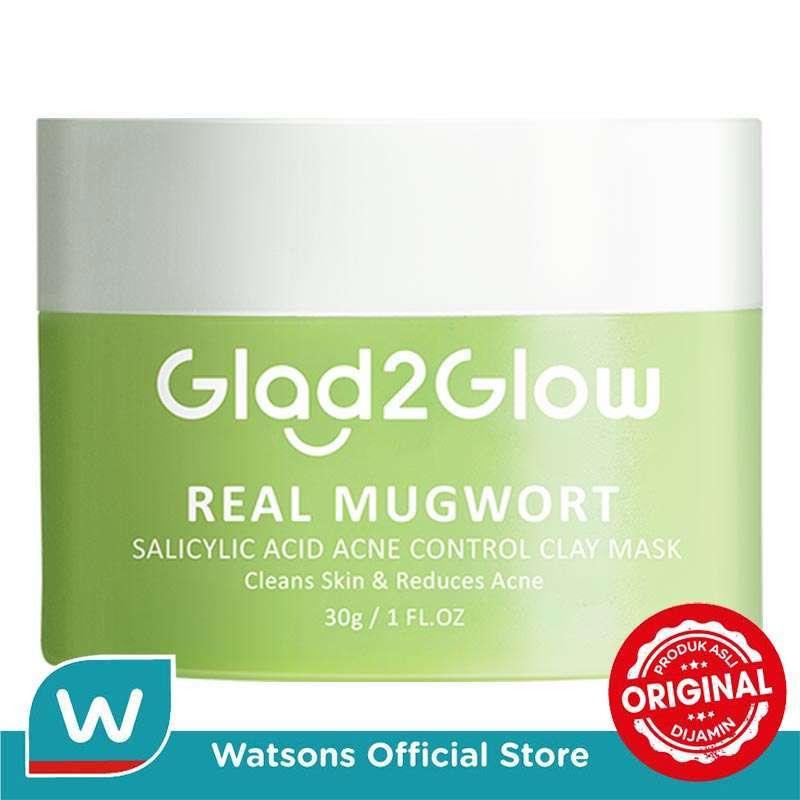 Promo Glad2Glow Real Mugwort Salicylic Acid Acne Control Clay Mask 30g ...