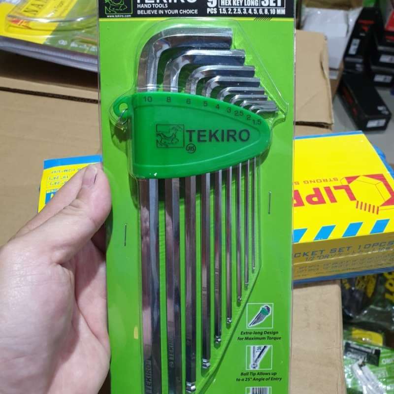 Promo Kunci L Tekiro Panjang Ballpoint 9 Pcs / Ball Point Hex Key Long 9pcs Diskon 27% Di Seller ...