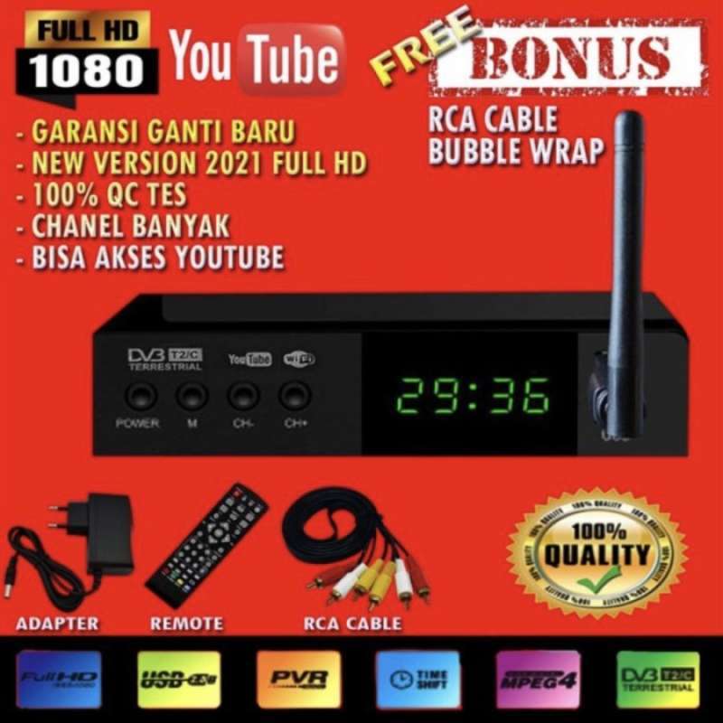 Promo SET TOP BOX TV DIGITAL DVB T2 Wifi STB ANTENA SUPER HD FULL HD MAXTRON Diskon 23% di ...