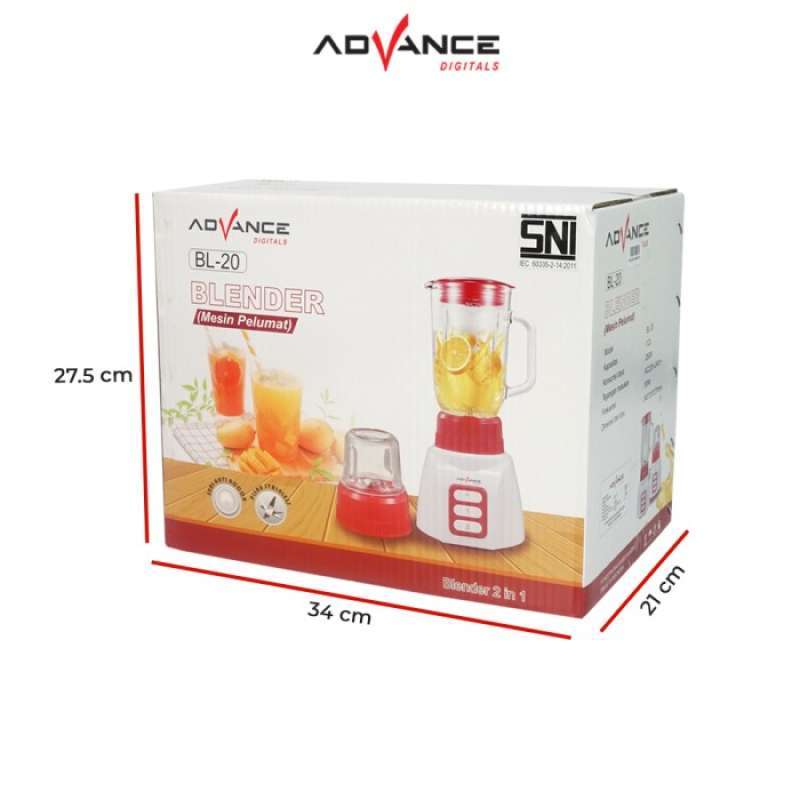 Jual Blender 2 In 1 Advance Bl-20 Blender Serbaguna Gelas Kaca 1.2 Liter Di Seller Sn Market ...