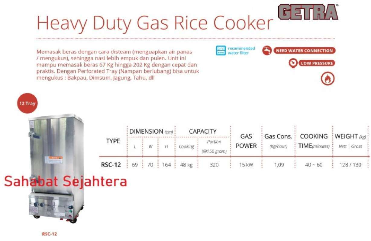 Jual Heavy Duty Rice Cooker Getra Rsc-12 Alat Pemasak Nasi di Seller SN ...