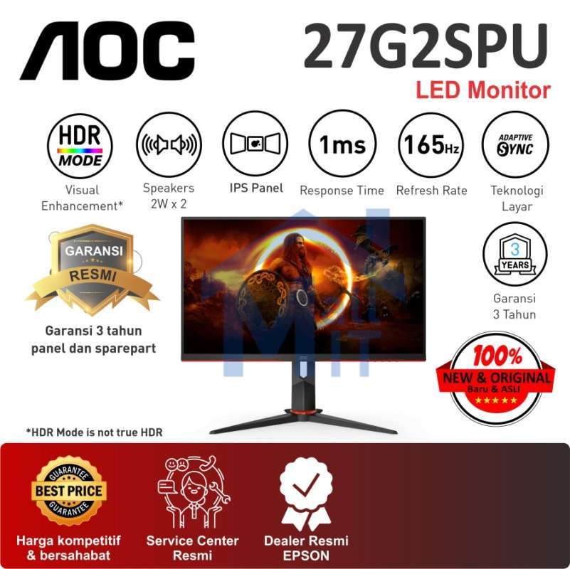 Jual Monitor AOC Gaming 27G2SPU 27 1080P 165Hz 1ms IPS HDR Adaptive ...