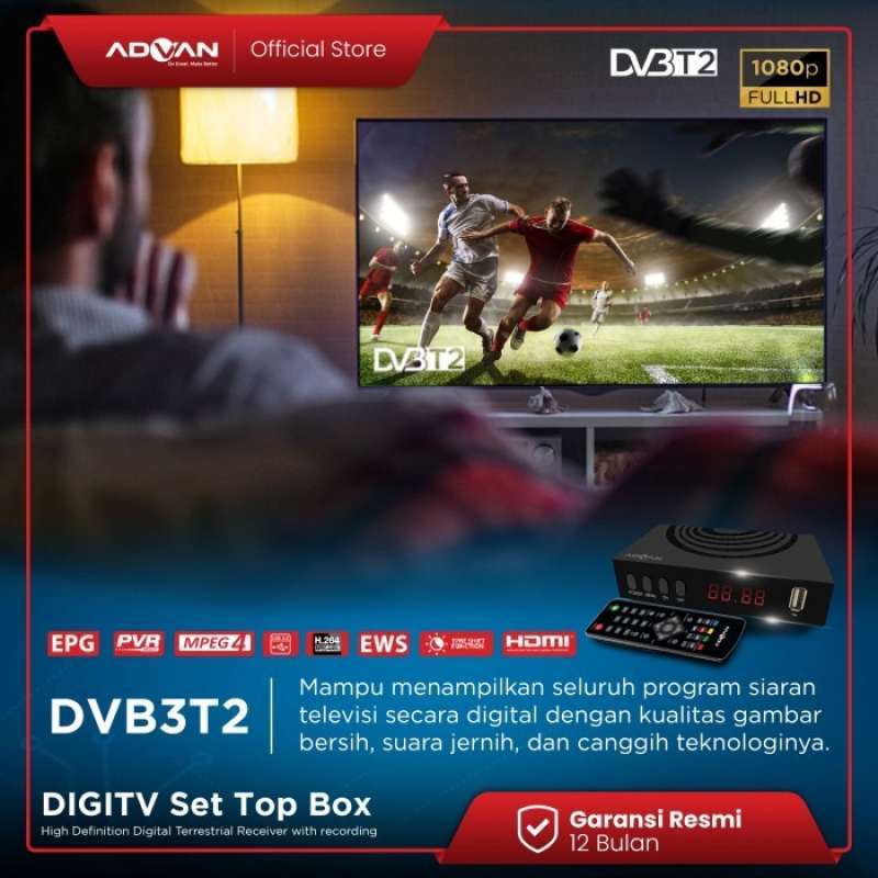 Promo Advan Digitv Dvbt2 Full Hd 1080P Set Top Box Tv Digital Receiver ...