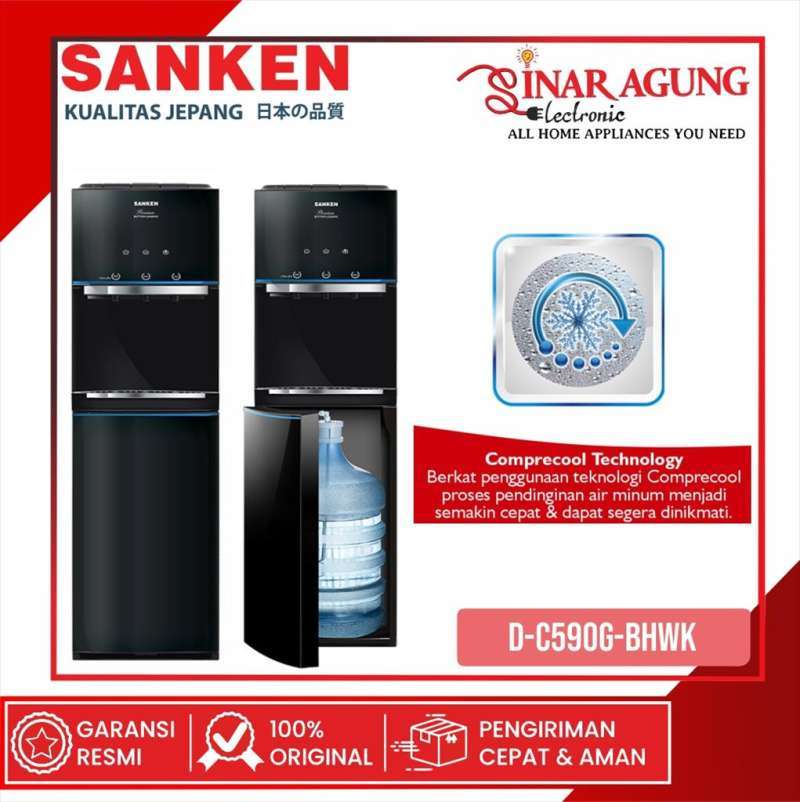 Promo Sanken Water Dispenser Bottom Loading Hwd-c590g-bk Tempered Glass Diskon 13% Di Seller ...