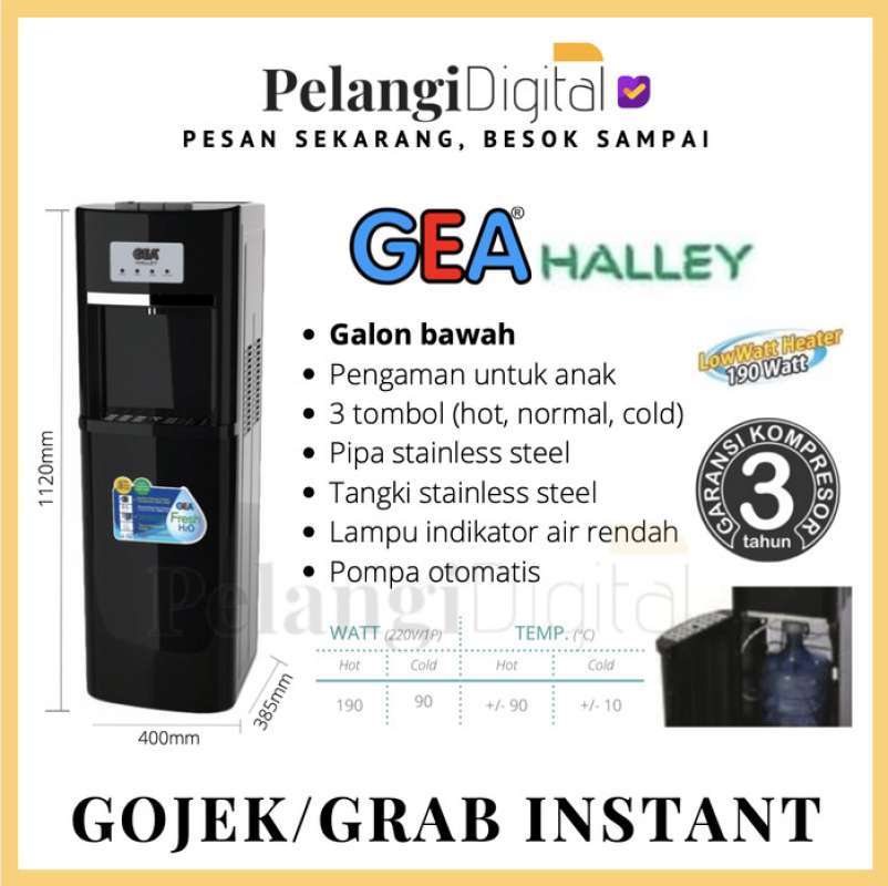 Promo Gea Halley Dispenser Air Galon Bawah Low Watt - Panas, Normal ...