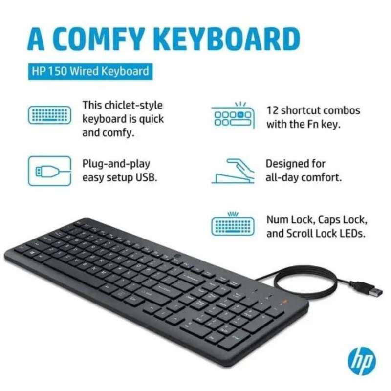 Jual Keyboard Hp Usb 150 Wired Keyboard Pc Komputer Plug & Play Hp150 Garansi Resmi Hp Di Seller ...