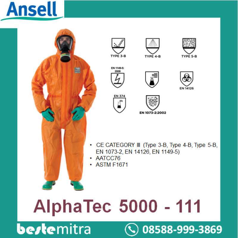 Promo Ansell Alphatec Microchem 5000 111 Coverall Baju Pelindung Kimia ...