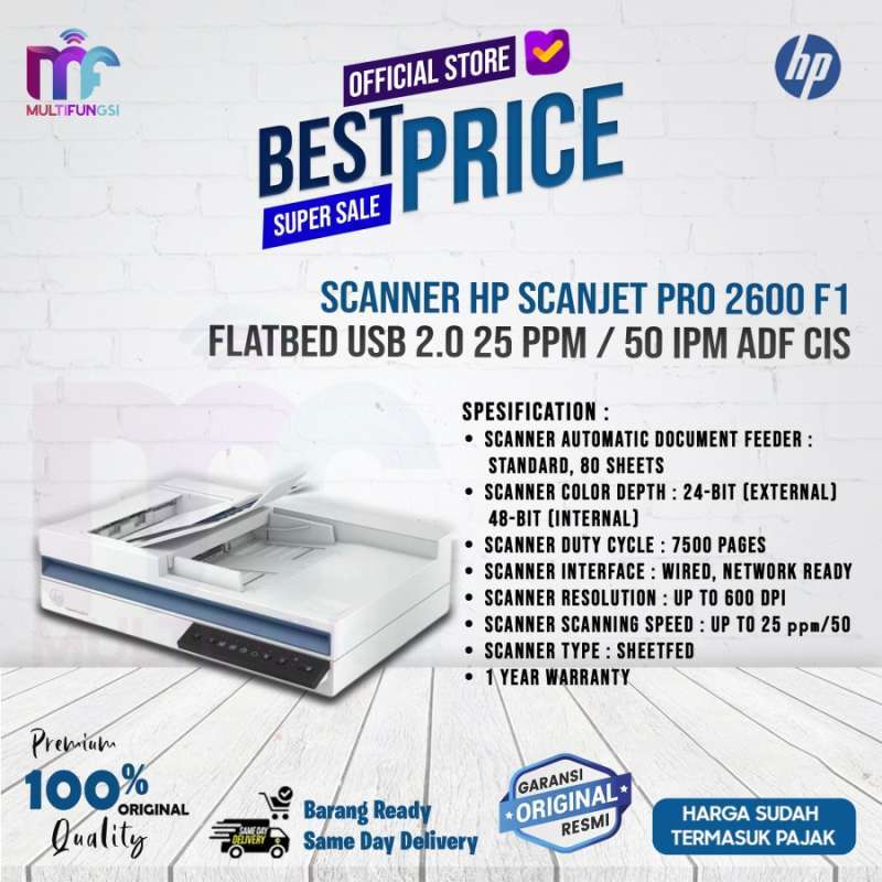 Jual Scanner Hp Scanjet Pro 2600 F1 Flatbed Usb 2.0 25 Ppm / 50 Ipm Adf ...