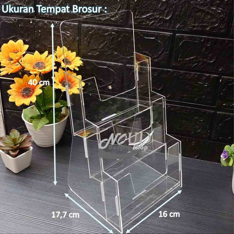 Jual Tempat Brosur Akrilik / Display Brosur Acrylic / Rak Brosur Uk. A4 ...