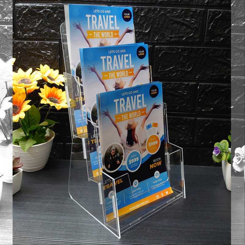 Jual Tempat Brosur Akrilik / Display Brosur Acrylic / Rak Brosur Uk. A4 ...