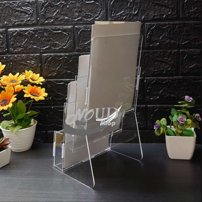 Jual Tempat Brosur Akrilik / Display Brosur Acrylic / Rak Brosur Uk. A4 ...