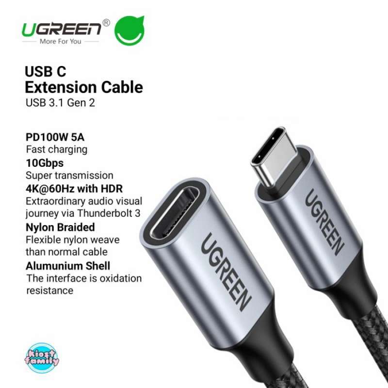 Promo Ugreen Kabel Extension USB Type C USB 3.1 Gen 2 Nylon Braided ...