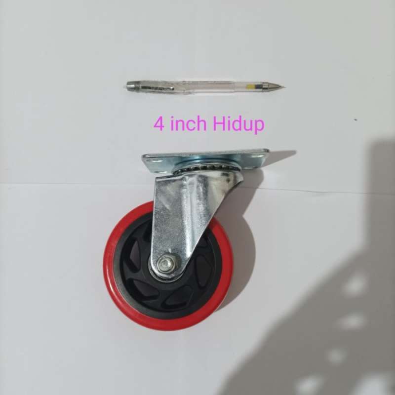 Promo RODA PU MERAH 4 INCH VARIASI TIPE / RODA KASTOR DAN TROLI HEAVY ...