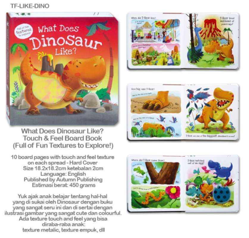 Promo WHAT DOES DINOSAUR LIKE? TOUCH & FEEL BOARD BOOK (FULL OF FUN ...
