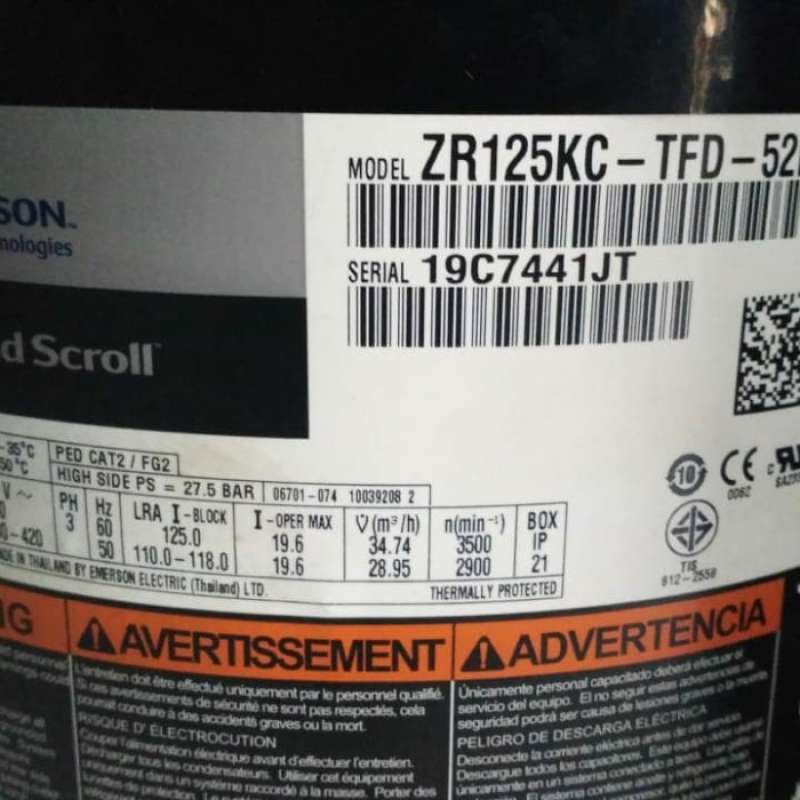 Promo COMPRESSOR COPELAND 10PK TYPE ZR 125 KC TFD 52E Diskon 23% di Seller Surota Aska ...
