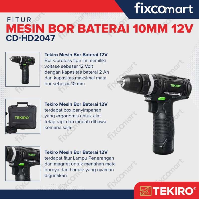 Promo Tekiro Mesin Bor Baterai Xv Brushless Cordless Hammer Drill ...
