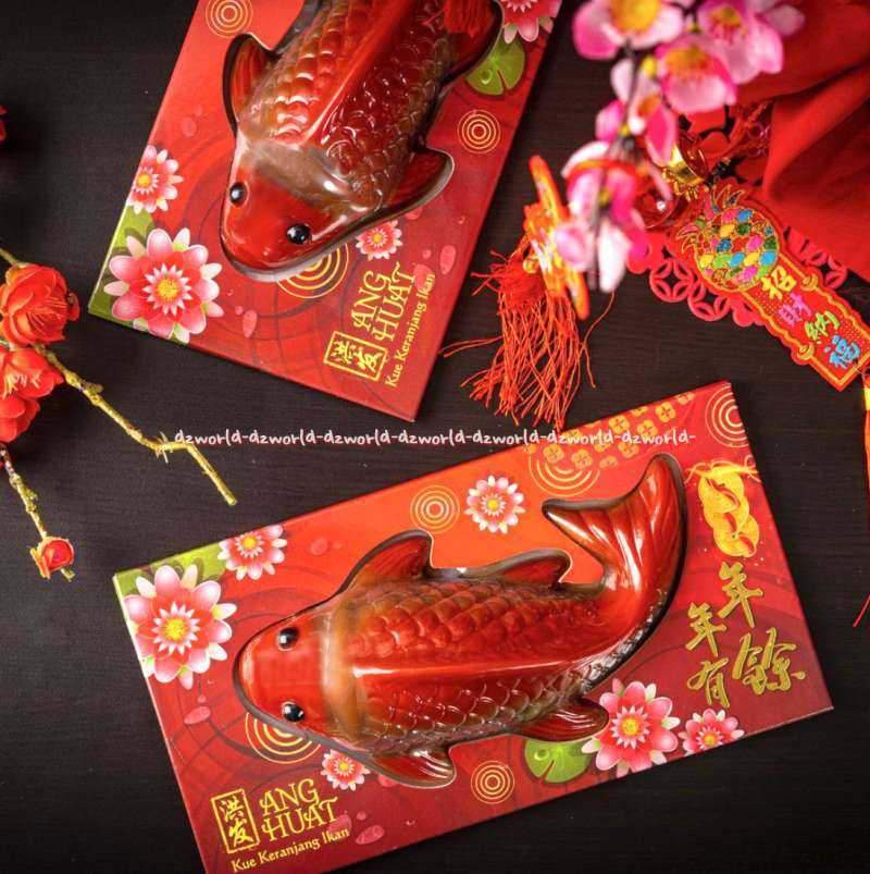 Jual Ang Huat Kue Keranjang Ikan Model Motif Ikan Koi Merah Dodol Imlek ...