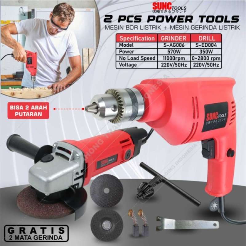 Promo Paket Mesin Gerinda + Mesin Bor Listrik 10mm SUNC TOOLS Diskon 23% di Seller Rhmd ...