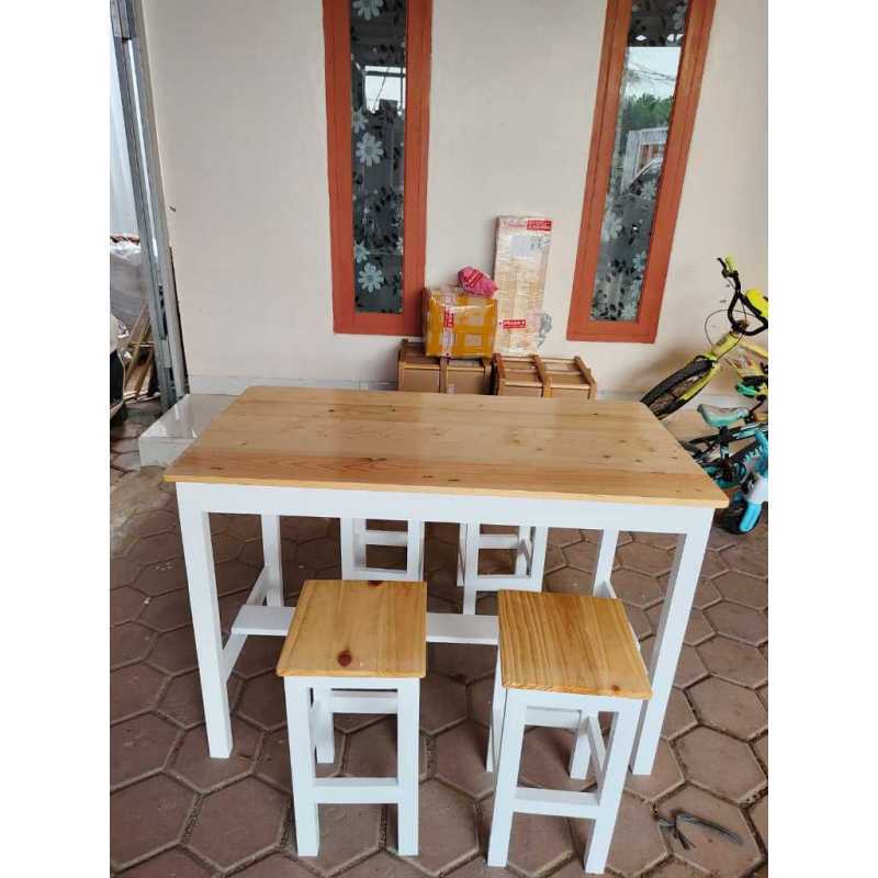 Promo Meja Makan, Meja Cafe Set 4 Kursi Kayu Jati Belanda - Putih ...