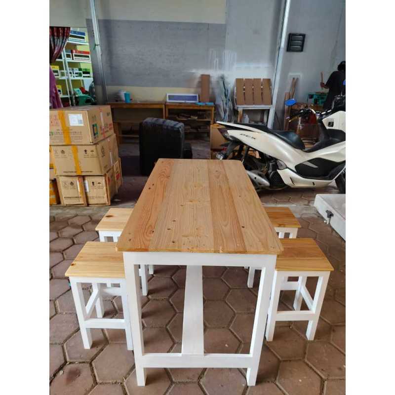 Promo Meja Makan, Meja Cafe Set 4 Kursi Kayu Jati Belanda - Putih ...