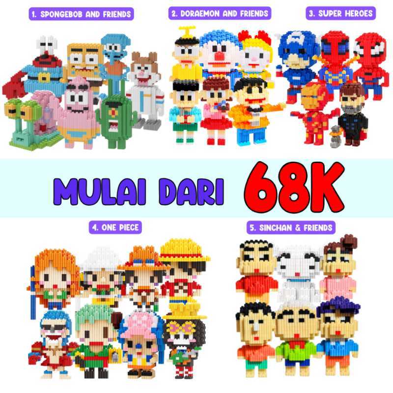 Jual Smy Nano Blocks 1set Karakter Animasi Mini 3d Model, Mainan Blok ...