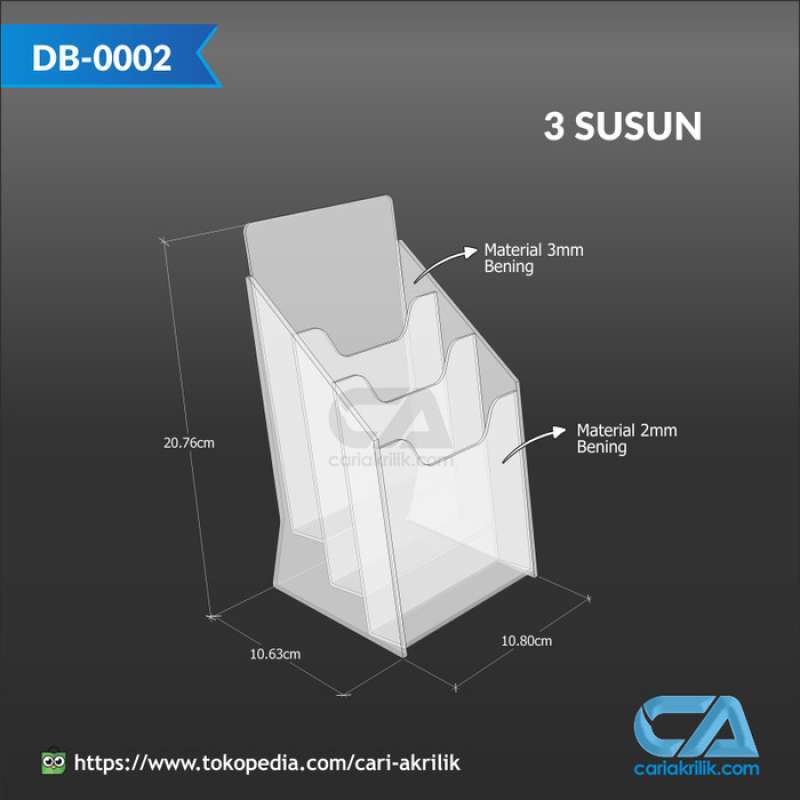 Jual Tempat Brosur Akrilik / Acrylic Flyer Holder - 1/3 A4 - Tipe Susun ...