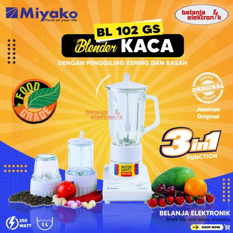 Promo Miyako Blender Bl 102 Gs Kaca 3 In 1 Serbaguna Kapasitas 1 Liter Diskon 25% Di Seller ...