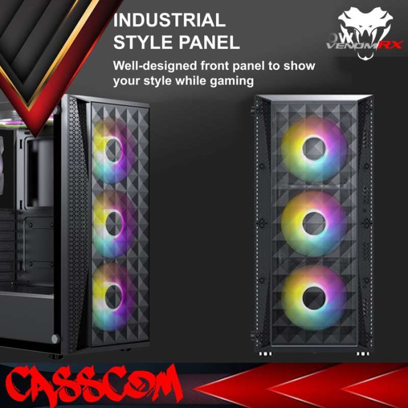 Jual Case Pc Venomrx Mystra Atx Tempered Glass 4 Fixed Rgb Fan Casing ...