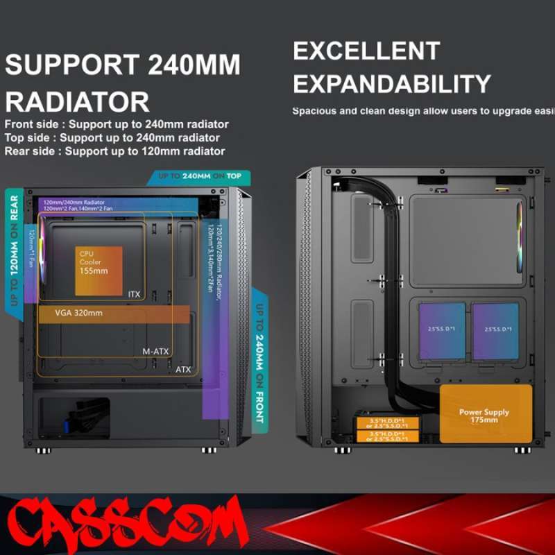 Jual Case Pc Venomrx Mystra Atx Tempered Glass 4 Fixed Rgb Fan Casing ...